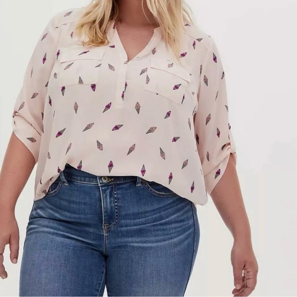 torrid | Tops | Torrid Blush Pink Blouse With Ice Cream Cone Print ...